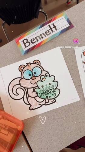 Thanksgiving Bulletin Board | Thankful Writing Activity | Squirrel Craft