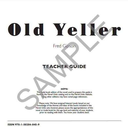 Old Yeller Novel Units® Teacher Guide Novel Study | TPT