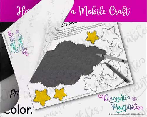 Moon and Stars Printable Mobile Craft | Scissor Skills, Fine Motor Skills