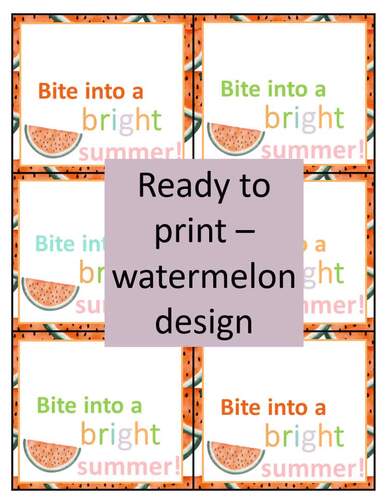 End of Year Gift Tags - Watermelon Theme by Printables Granny | TPT
