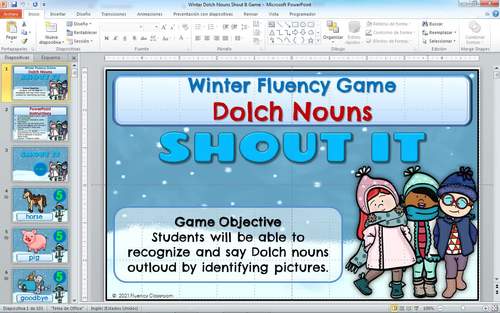 Winter Dolch Nouns Vocabulary SHOUT IT GAME SPEAKING ESL POWERPOINT GOOGLE