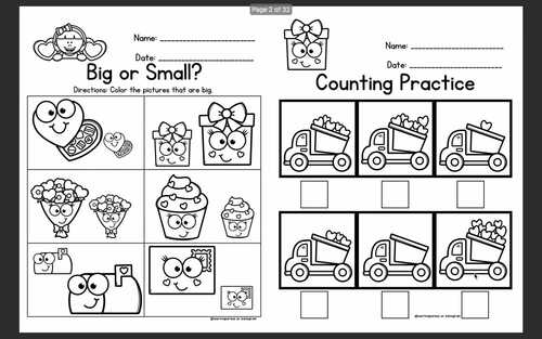Valentine's Math + Literacy Worksheets - PreK, Kindergarten, First