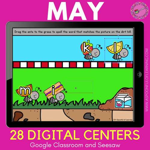 May Digital Centers for Kindergarten - Math & Literacy | Distance Learning
