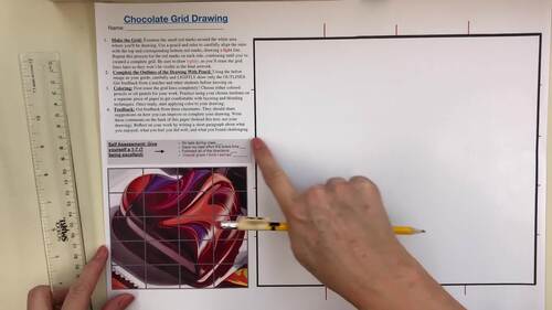 Chocolate Grid Drawing - Valentine's Day Art Lesson by WallerColor