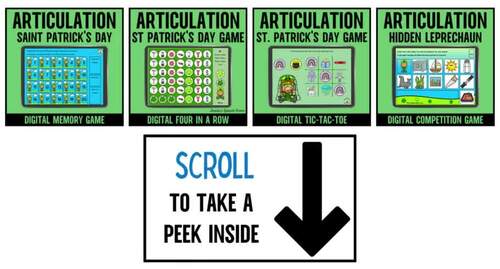 Digital Saint Patrick's Day Articulation Games for Speech Therapy