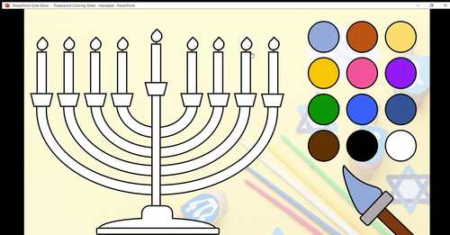 PowerPoint Coloring Sheet- Hanukkah Menorah Themed by A Pedi PT | TPT