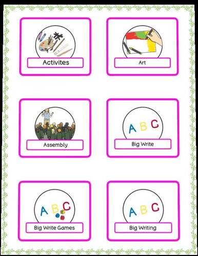 Visual timetable for Irish classrooms with editable cards - Square