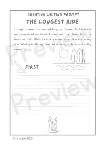 Surfing Sports Creative Writing Worksheets & Writing Activities | TPT