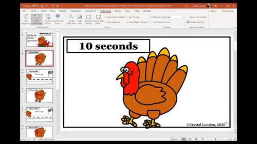 Turkey Countdown Timer (10, 15, 30, 60s) Virtual, In-Person Classroom ...
