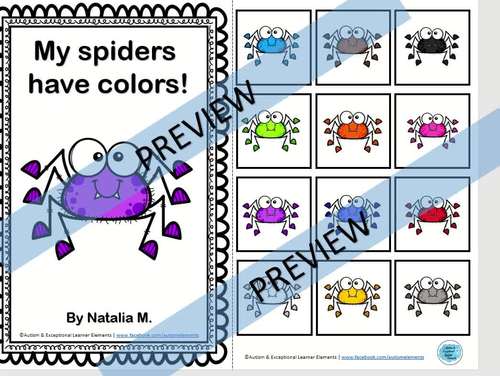 My spiders have colors! Interactive Adapted Book -Halloween Theme ...
