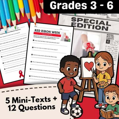 Red Ribbon Week Reading Passages and SEL Activities | Drug-Free, grades ...