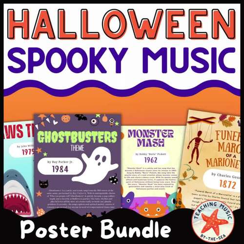 Spooky Halloween Music Posters | Fall Music Classroom Decor Bulletin Board