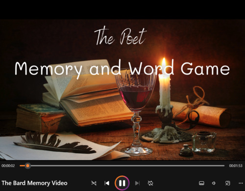 The Bard William Shakespeare Video Memory Game for Vocabulary Recall