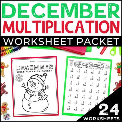 December Multiplication Math Facts Worksheets Packet - Times Table Practice