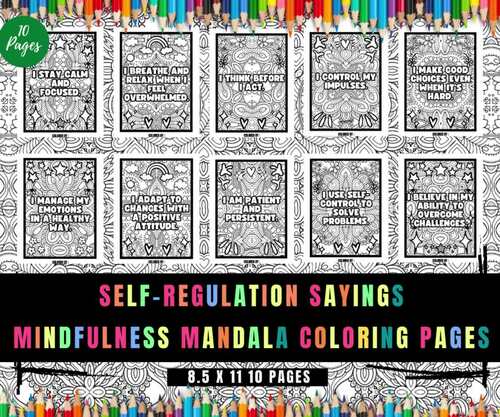 Self-Regulation Activities, Encouragement Mindset, Mindfulness Coloring ...