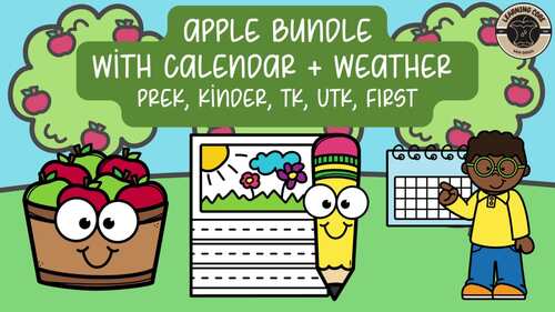 September Apple Worksheets PreK Kindergarten First Grade TK Sub Plans Fall