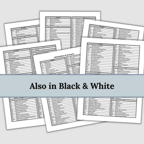 Abbreviations & Acronyms for Mental Health Clinicians, Therapy Cheat Sheet