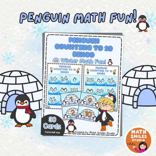 Penguin Counting to 10 Bingo | Winter Math Game | Numbers 1–10 | K-1st ...