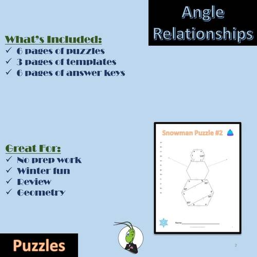 Winter Missing Angles Puzzle Geometry for Applying Angle Relationships