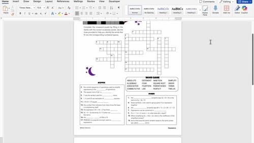 7th/8th Grade Halloween Math Worksheet Simplifying Expressions ...