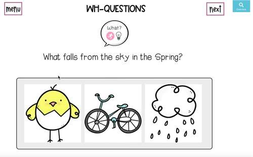 Spring Basic Concepts Early Language Core Words Boom Cards™ w Gifs