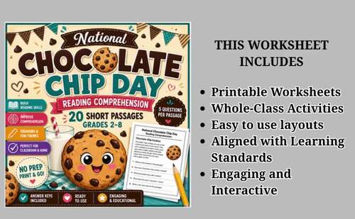 National Chocolate Chip Day ELA Passages with Questions Grades 2–8