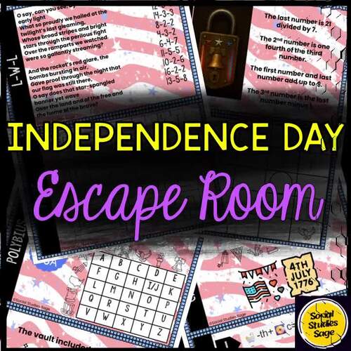 Independence Day Escape Room for Kids - July 4th Escape Room Kit
