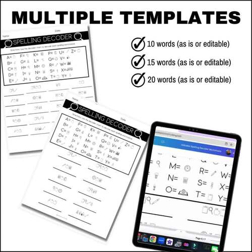 Editable Spelling Practice Decoder, Spelling List Template Editable