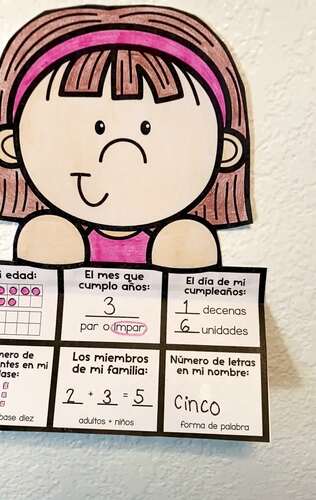 All About Me | Math Craft | Poster | Bilingual English and Spanish