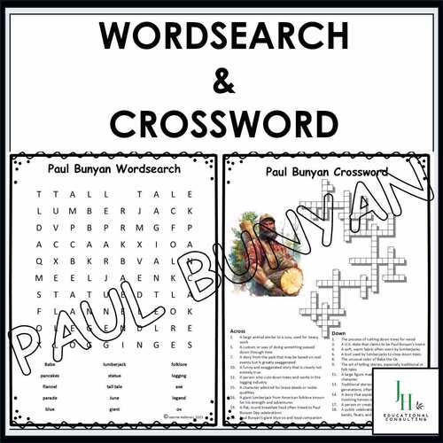 Paul Bunyan Day Puzzles | Activities | Worksheets | Middle School | June