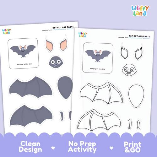 Bat Cut and Paste Craft | Nocturnal Animal Fine Motor Scissor Skills ...