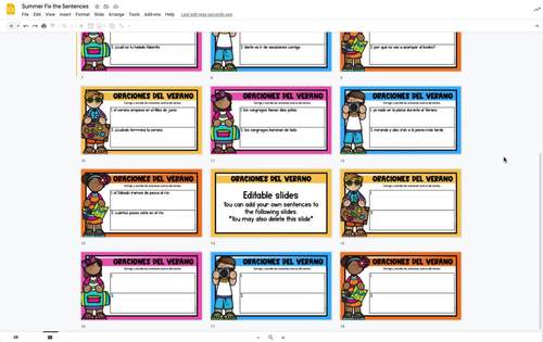 Summer - Fix the Sentences in SPANISH | Corrigiendo oraciones del verano