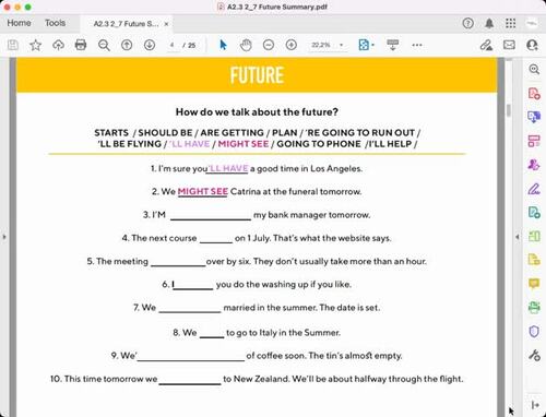 ESL Elementary Lesson: A Summary Practise the Different Types of Future