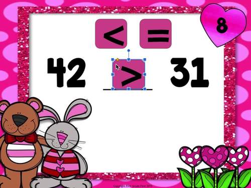 Valentine's Day Greater Than Less Than Activity by The No Prep Teacher