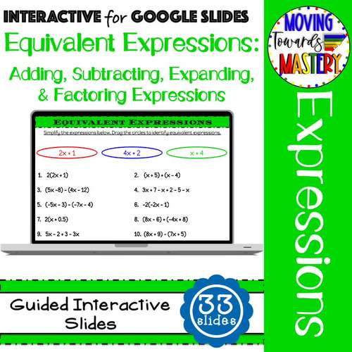 Equivalent Expressions/Combining Like Terms: Guided Interactive Slides