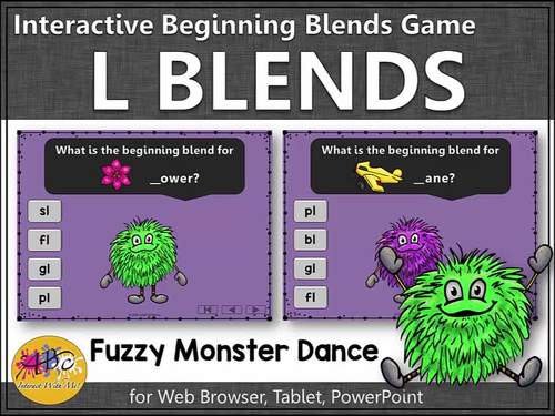 L Blends ~ Beginning Blends Interactive Game {Fuzzy Monster Dance}