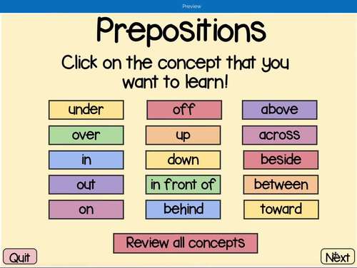 Prepositions Boom Cards™ Spatial Concepts with GIF Animation Speech ...