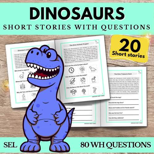 Dinosaur 20 Short Stories W/ WH Open Questions Autism Reading Speech ...