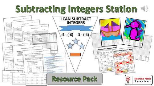 Subtracting Integers Learning Station - Resource Pack by Rethink Math ...