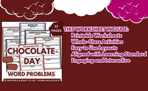 Chocolate Day Math Word Problem Worksheets, 2nd 3rd 4th Grade | TPT
