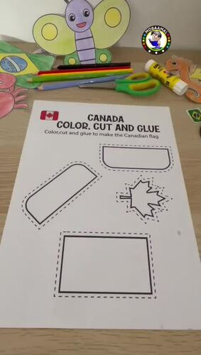 Canada Flag Craft : Coloring | Cutting and Gluing Practice | Hands On ...