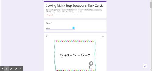 Solving Multi Step Equations Digital Task Cards for Algebra | TPT
