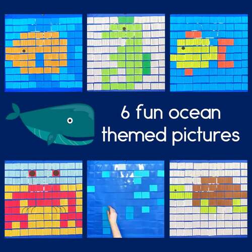 Ocean 100s Chart Mystery Pictures for Pocket Charts Place Value Base ...