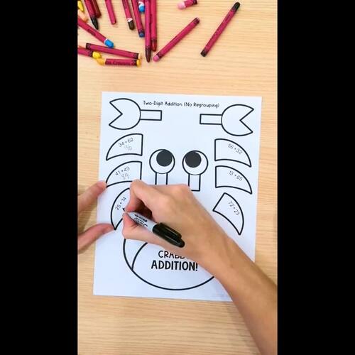 Summer Math Craft Review, Crab Craft, Ocean Animal Theme Addition ...