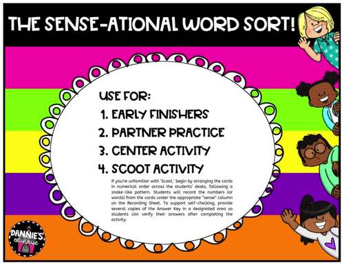 IMAGERY WORD SORT ACTIVITY! SENSORY DETAILS ACTIVITY! FIGURATIVE LANGUAGE!