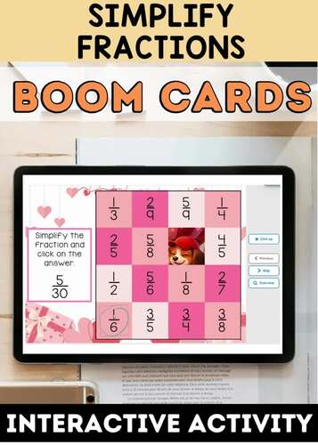 Simplifying Fractions Boom Cards™ | Valentine Math Mystery Digital Activity