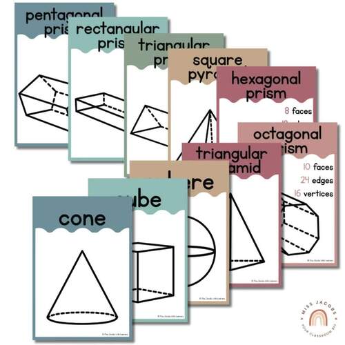 3D Shape Posters | Cute Sea Life Math Classroom Decor | 3D Objects