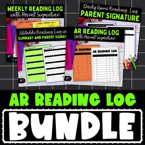 BUNDLE! AR Reading Log with Parent Signature and Summary for PreK to ...