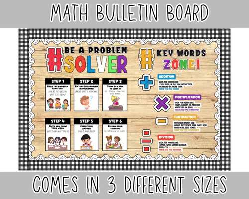 Be a Problem Solver Math Bulletin Board | Word Problem Strategy Posters ...