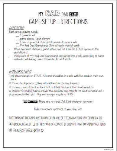 Father's Day Activity | Father's Day Board Game by Kate Ivey in the Middle